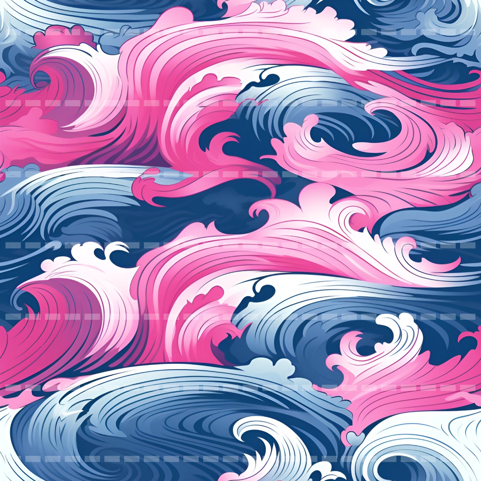 Ocean Waves Pink & Blue Theme Printable Background Scrapbook Papers ...