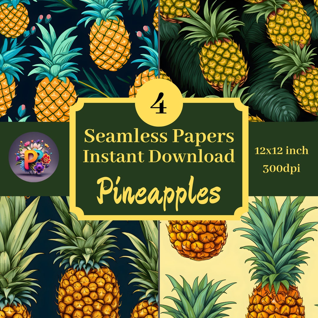 Pineapples Printable Background Scrapbook Papers, 12x12 Seamless ...