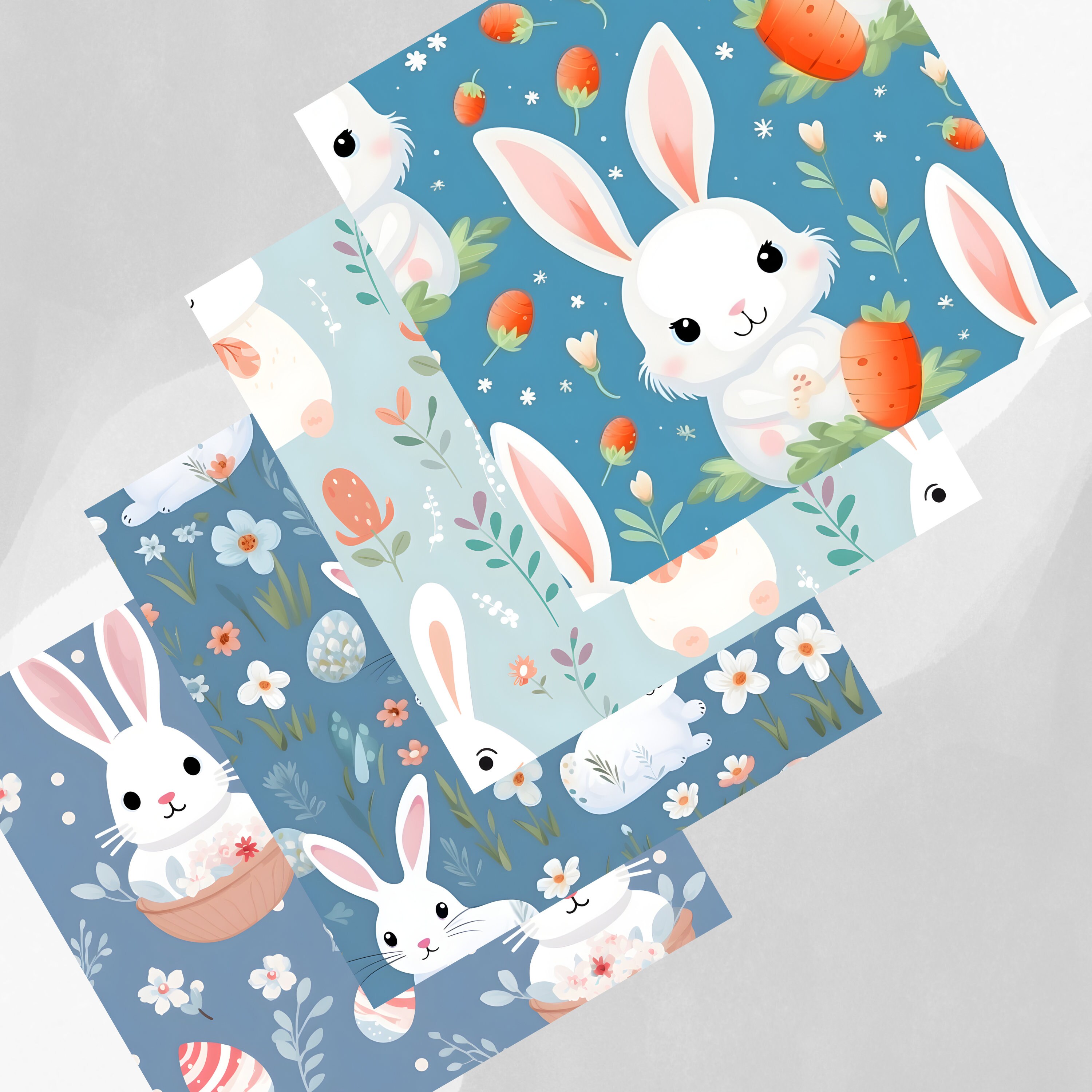 Cute Bunnies Printable Background Scrapbook Papers, 12x12 Seamless ...