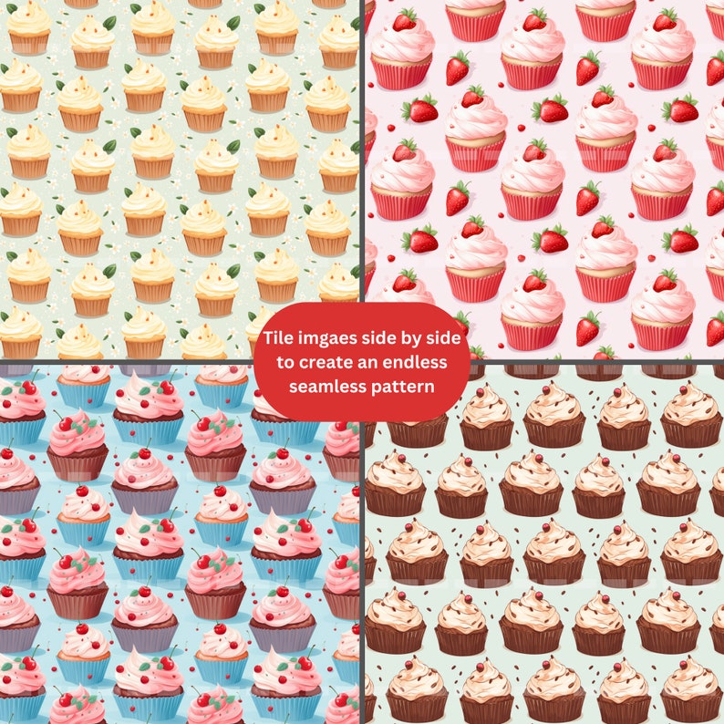 Frosted Cupcakes Printable Background Scrapbook Papers, 12x12 Seamless ...