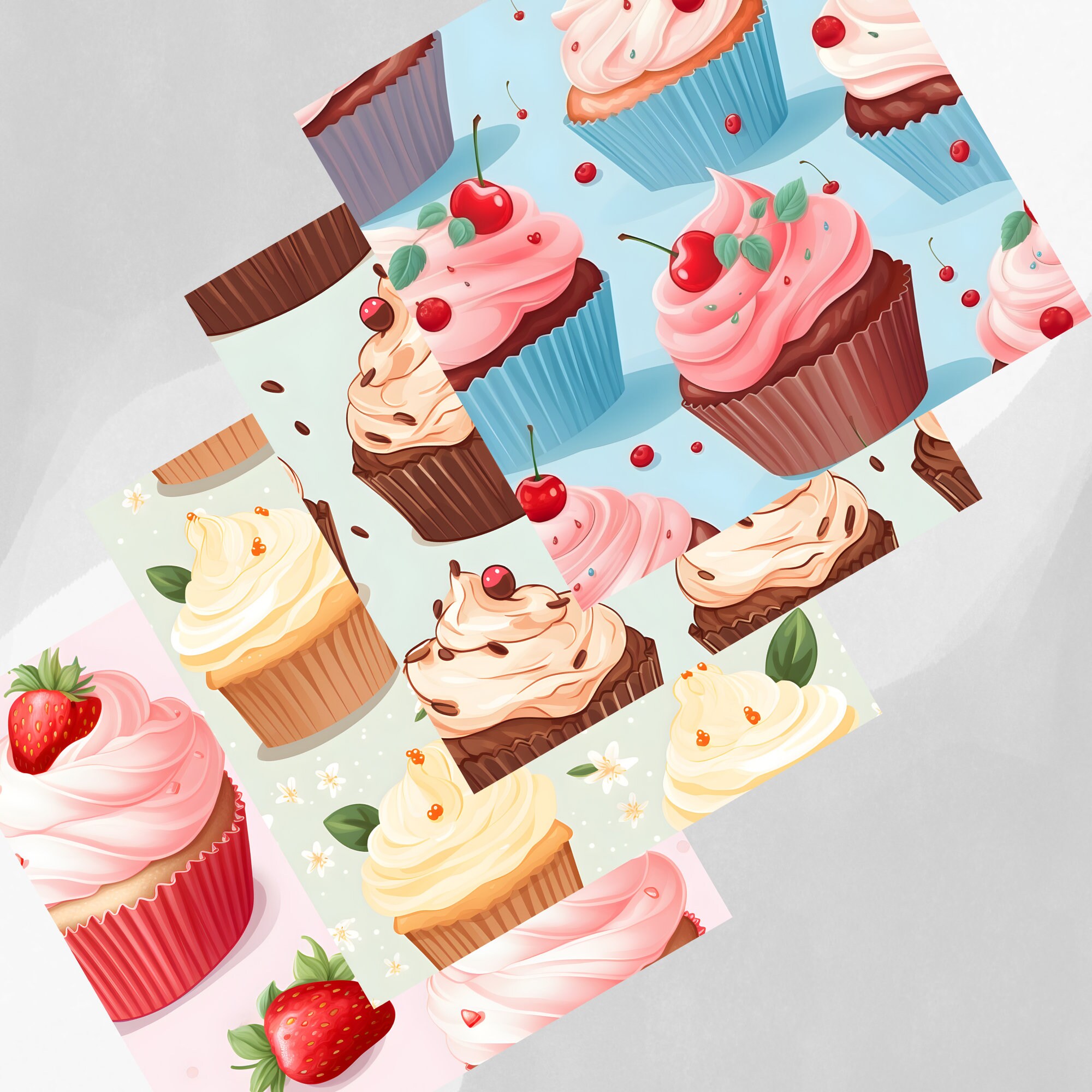 Frosted Cupcakes Printable Background Scrapbook Papers, 12x12 Seamless ...