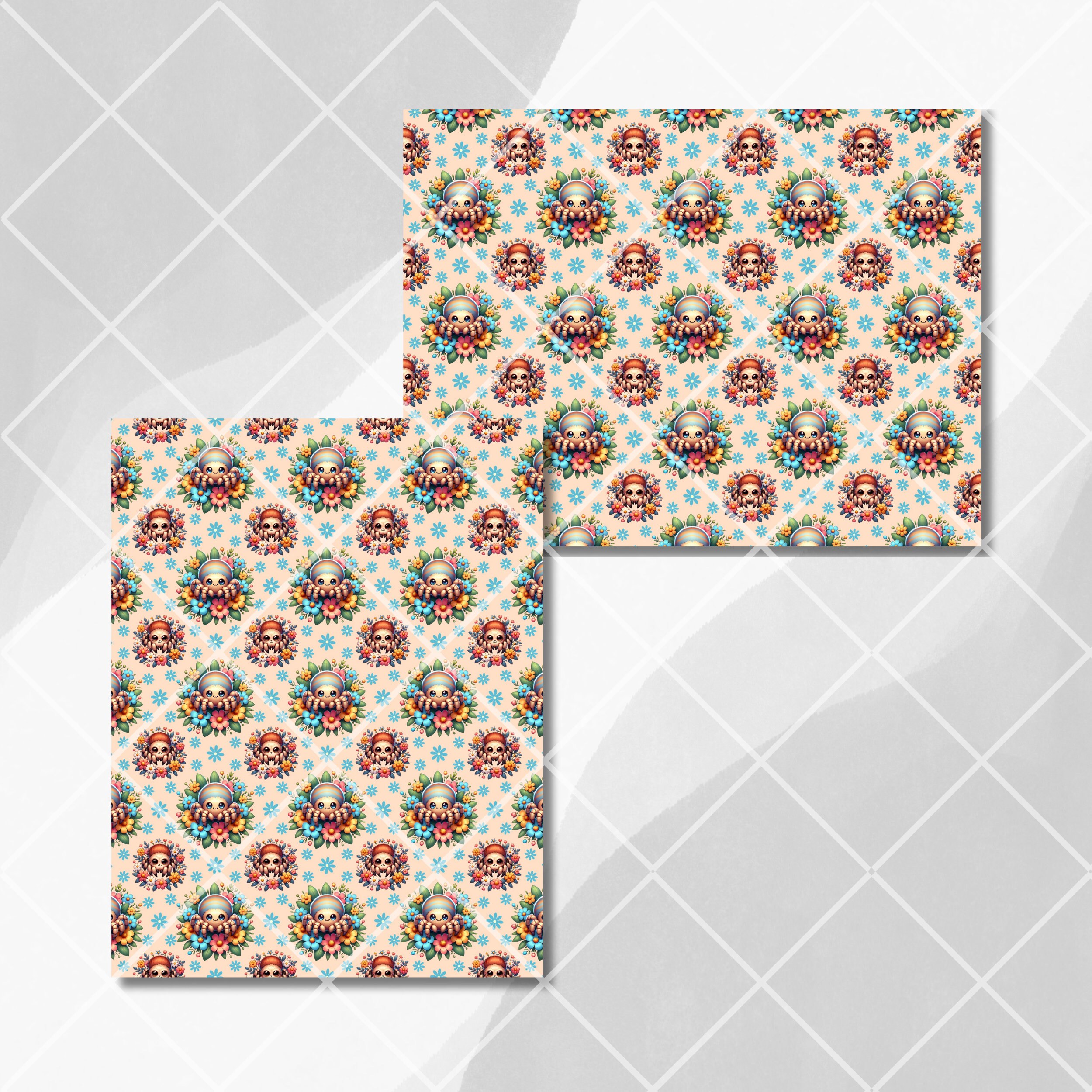 Cute Garden Insects #3 8.5x11 Repeat Pattern Digital Paper Printable ...