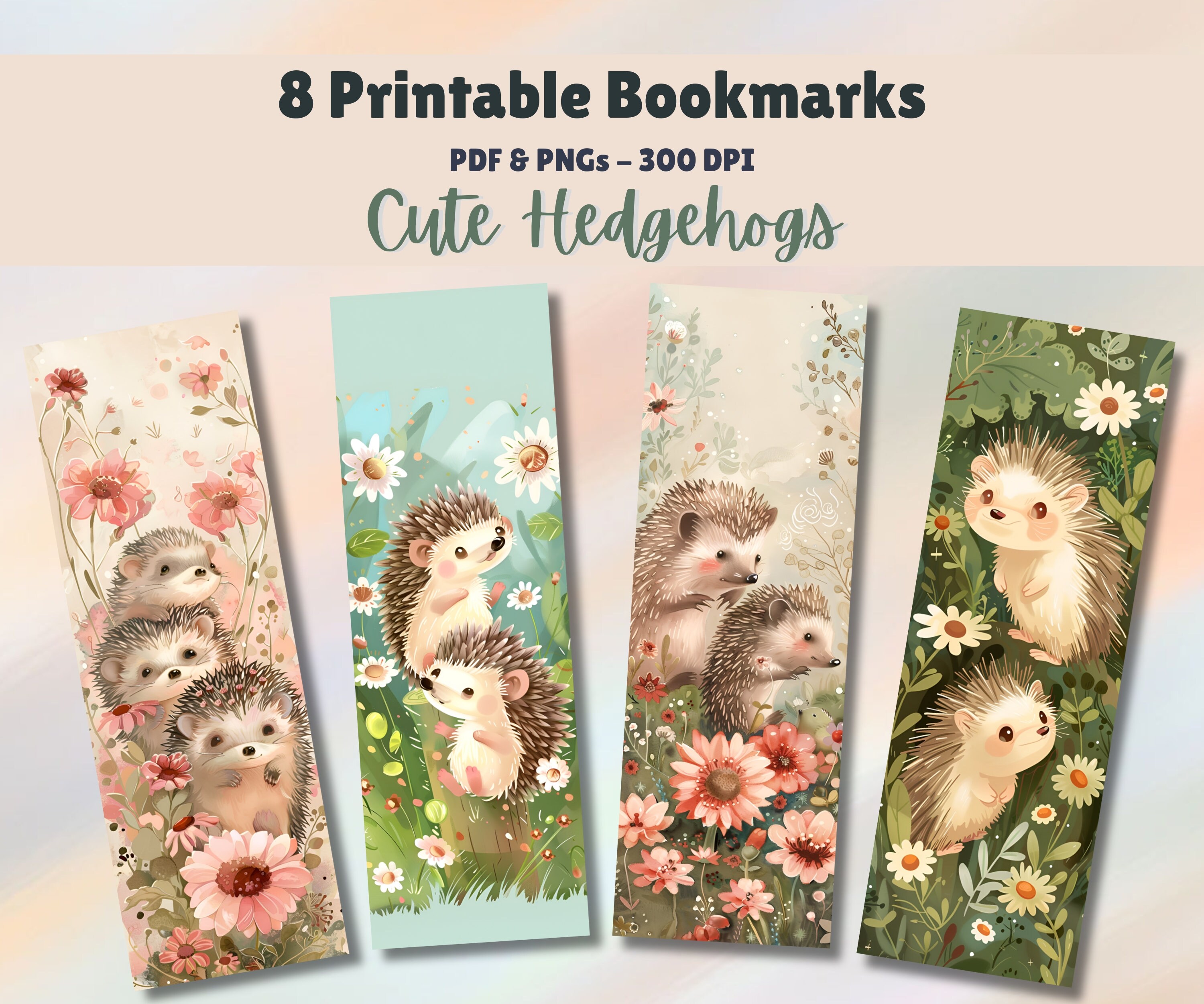 Printable Bookmarks Set of 8 Digital Download 11x8.5 PDF and Separate ...