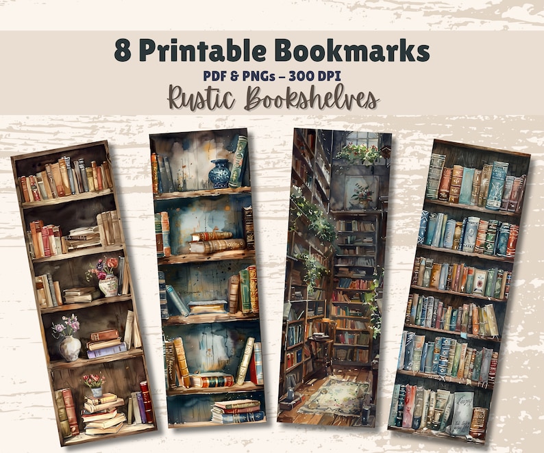 Printable Bookmarks Set of 8 Digital Download 11x8.5 PDF and Separate ...