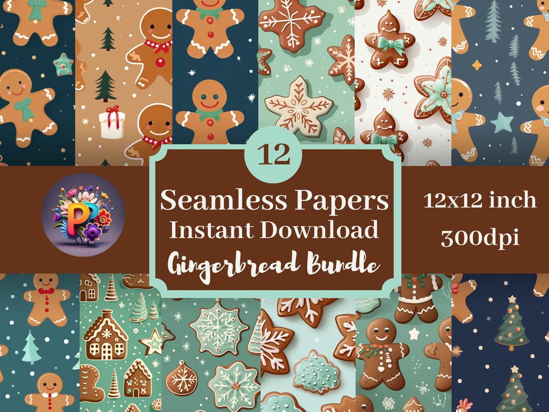 Gingerbread Digital Paper, Printable Background, Scrapbook Papers ...