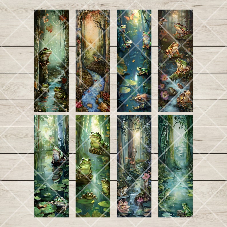 Forest Frogs Printable Bookmarks Set of 8 Digital Download, 11x8.5 PDF ...