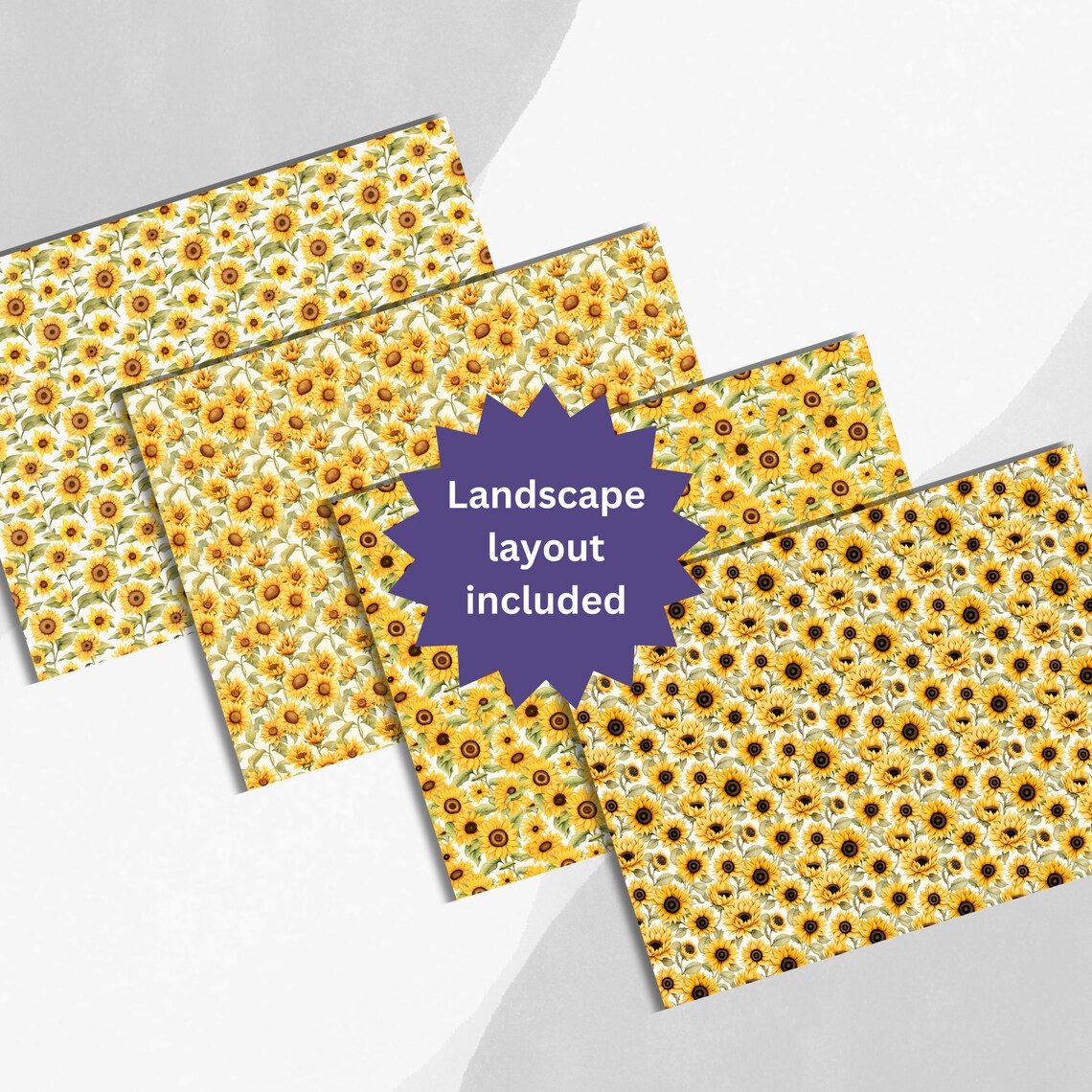 Watercolor Sunflowers 8.5x11 Repeat Pattern Digital Paper Printable ...