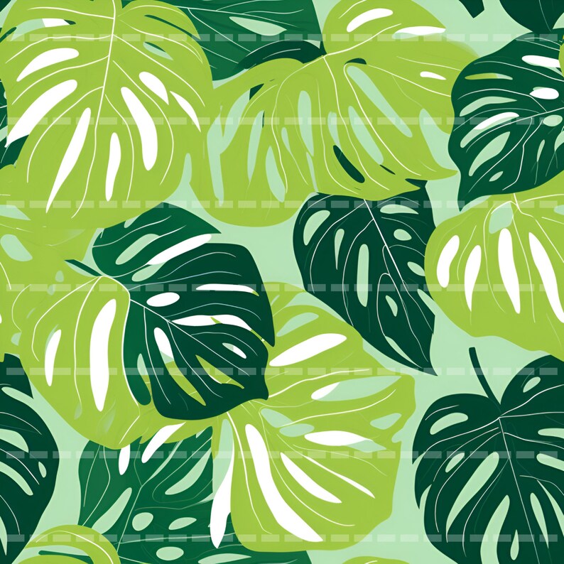 Monstera Leaves Printable Background Scrapbook Papers, 12x12 Seamless ...