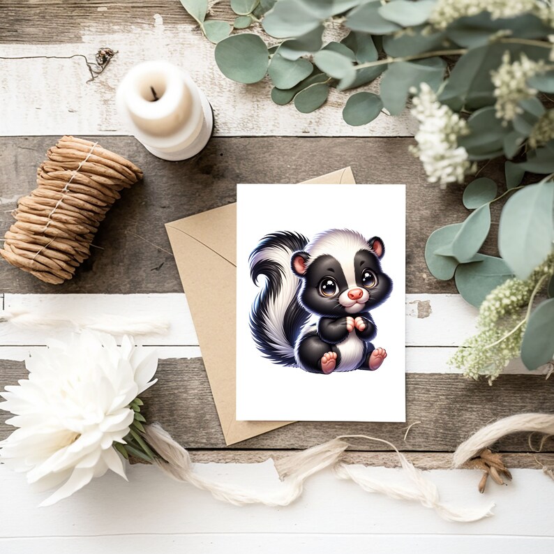 Cute Baby Skunks Clipart Bundle Set of 8 Clipart Files Cartoon Animal ...