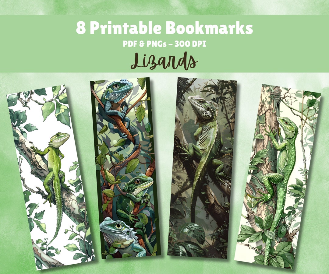 Printable Bookmarks Set of 8 Digital Download 11x8.5 PDF and Separate ...