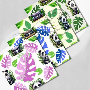 Cute Pandas 12x12 Seamless Pattern Digital Paper Printable Background ...