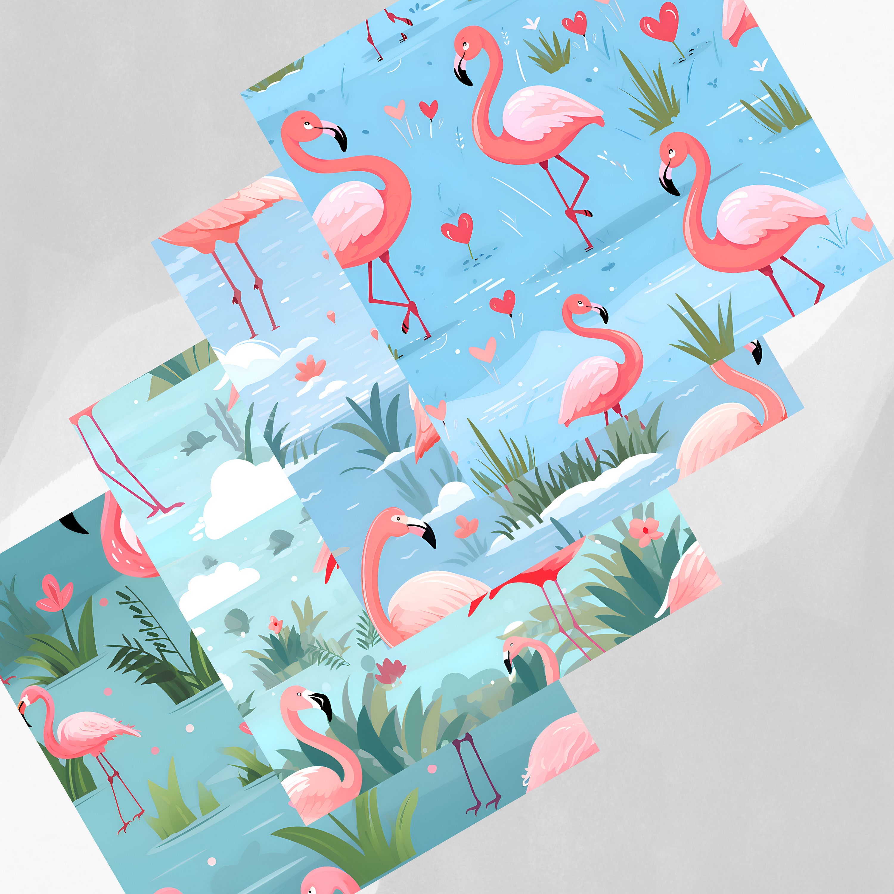 Pink Flamingo Printable Background Scrapbook Papers, 12x12 Seamless ...