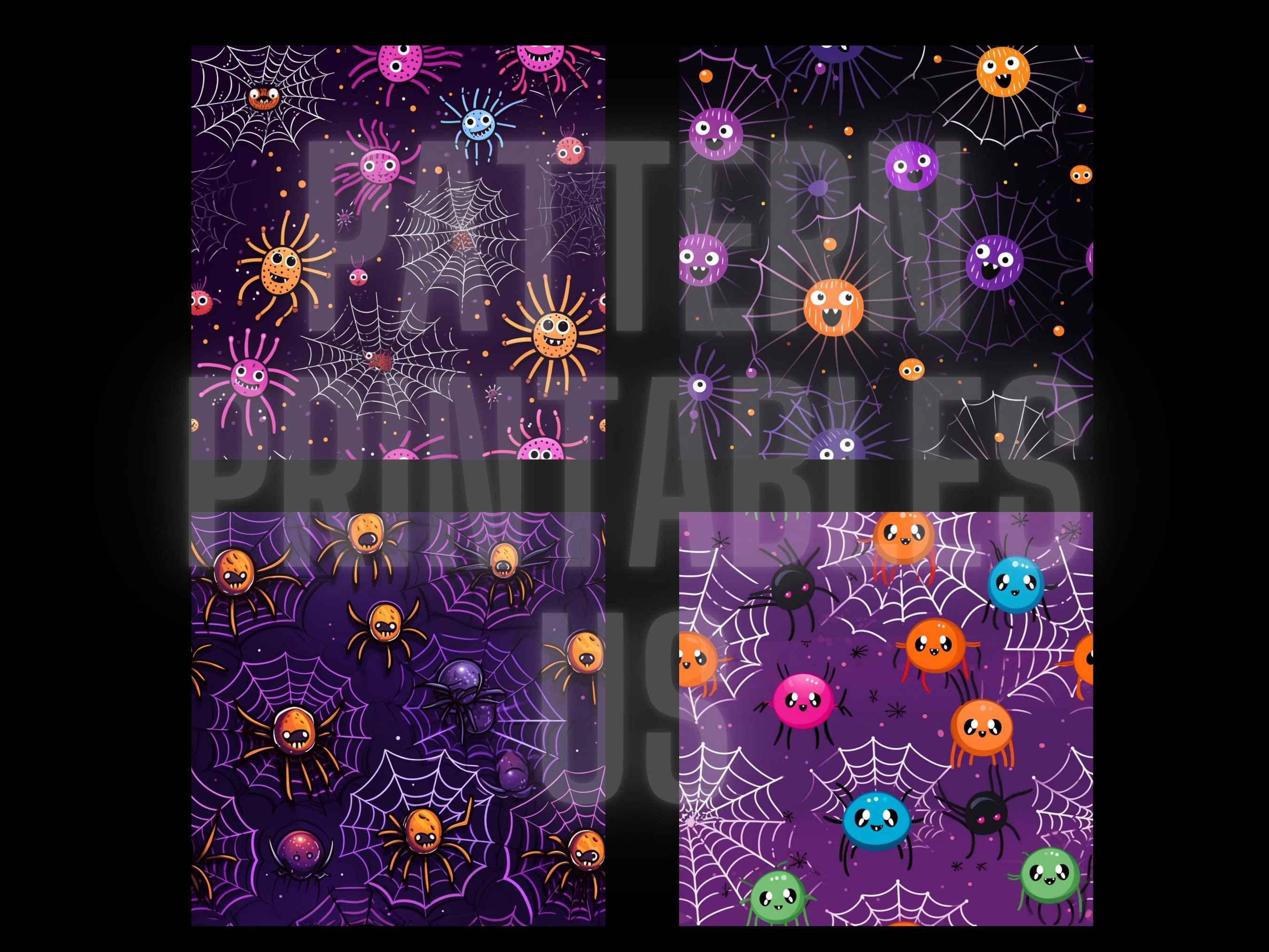Spiders & Bats Digital Paper, Printable Background, Scrapbook Papers ...