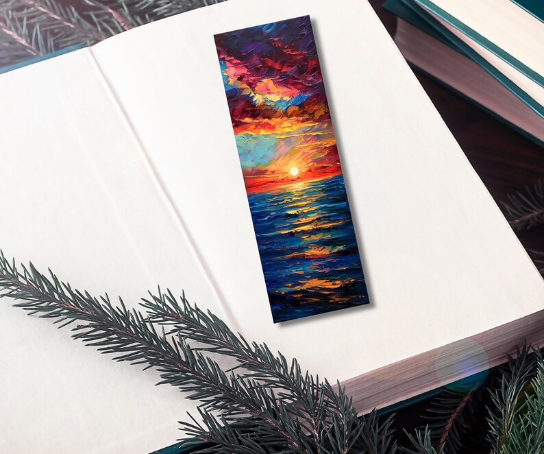 Oil Painting Ocean Sunset Printable Bookmarks Set of 8 Digital Download ...