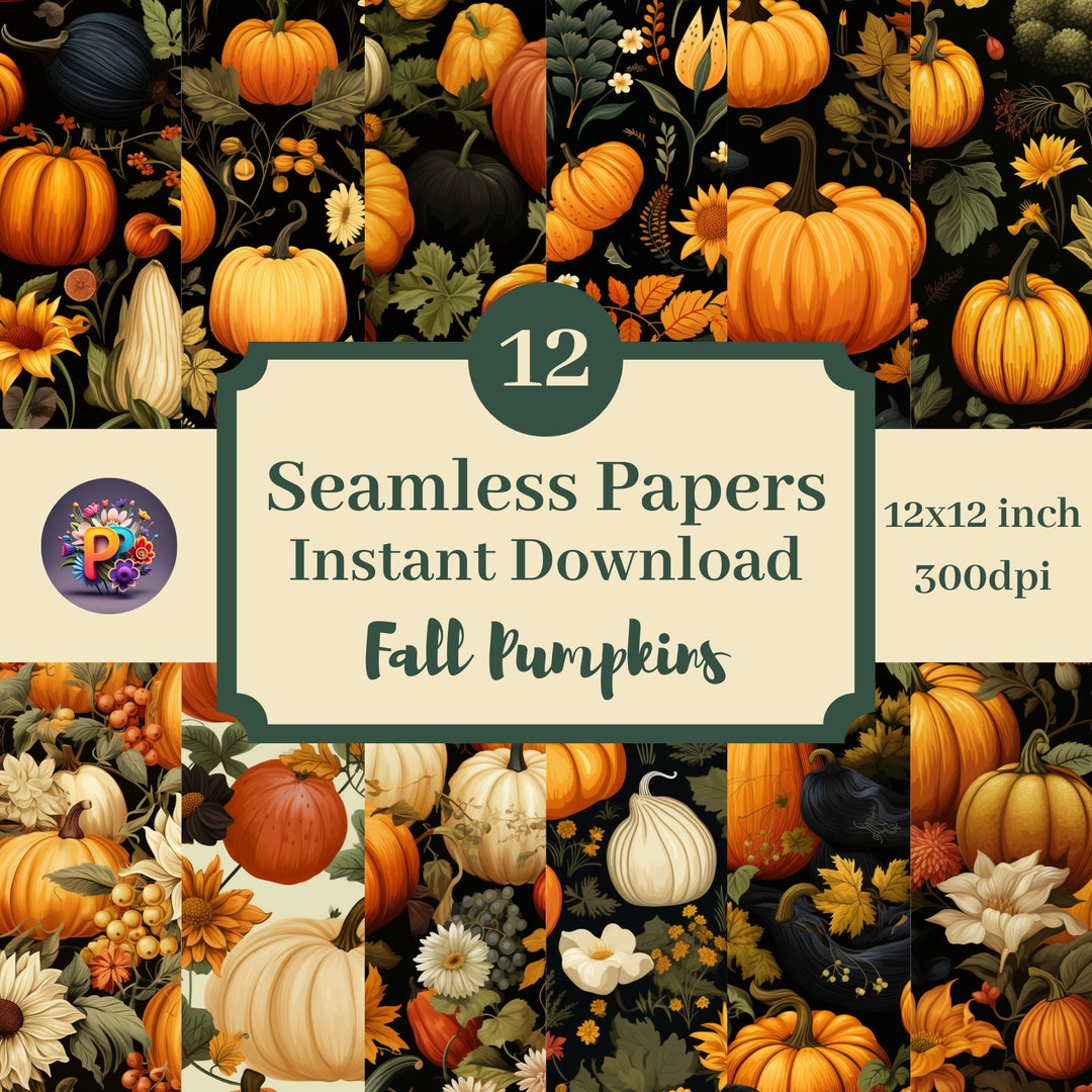 Fall Pumpkins Digital Paper, Printable Background, Scrapbook Papers ...