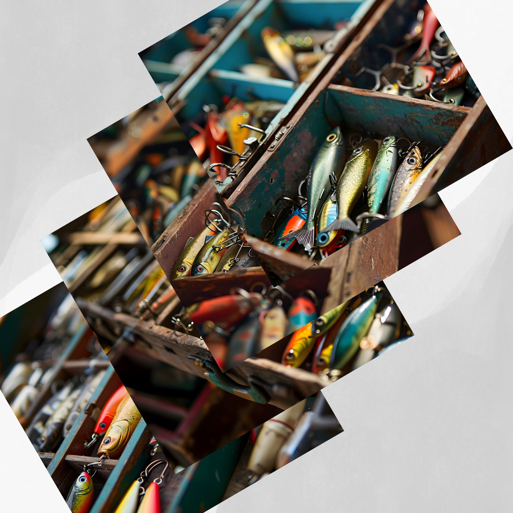 Fishing Tackle Printable Background Scrapbook Papers, 12x12 Set of 4 ...