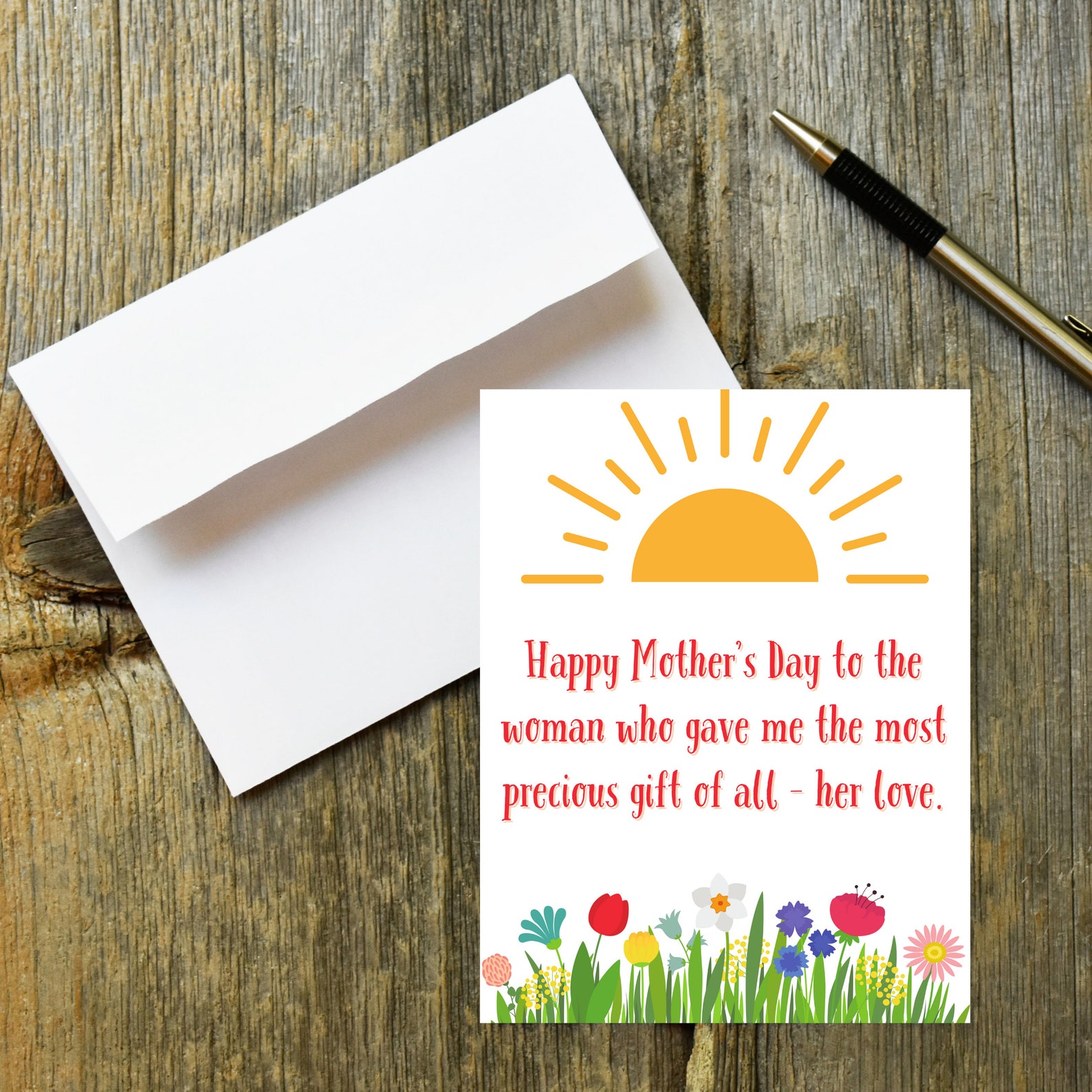 Mother's Day Printable Greeting Card Includes DIY Printable Envelope ...
