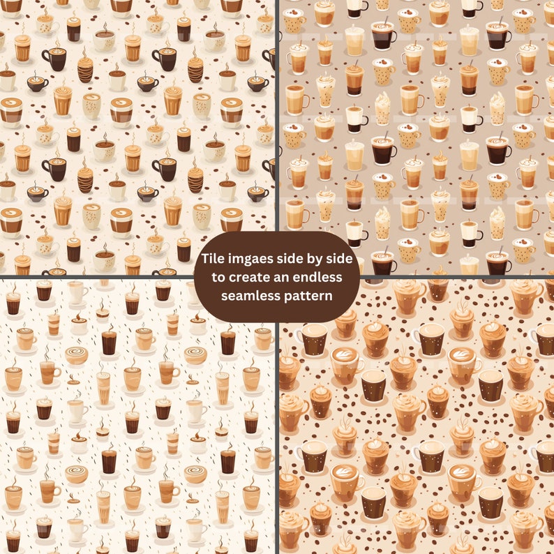 Lotta Latte Love Printable Background Scrapbook Papers, 12x12 Seamless ...