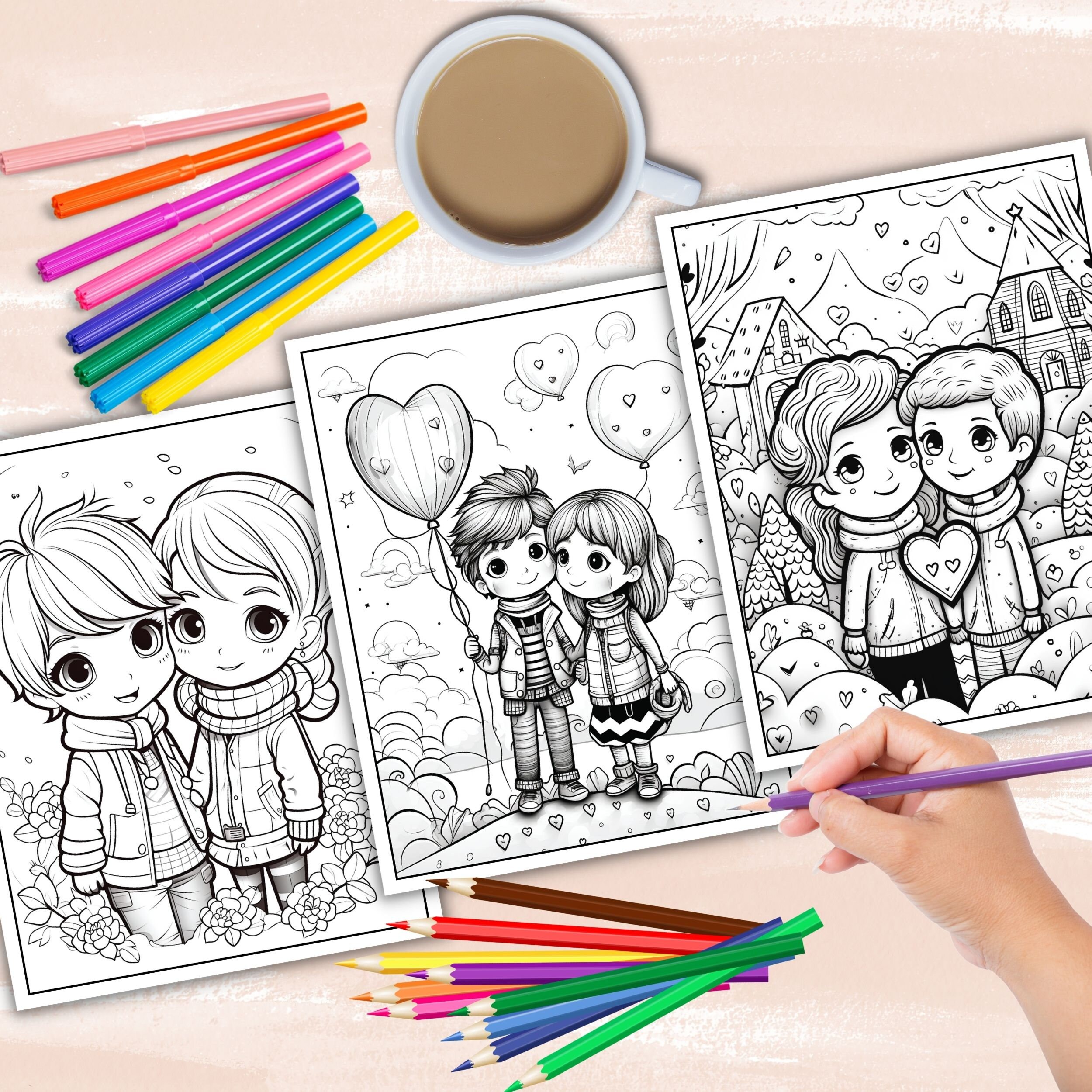 Valentine's Young Love Coloring Book, Cute Valentine Coloring Pages for ...