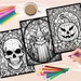 Stained Glass Halloween Coloring Book Grayscale Halloween - Etsy