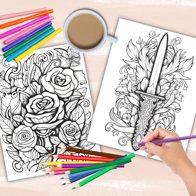 Tattoo Art Coloring Book, Tattoo Illustrations Coloring Book, Cool Body ...