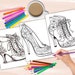 High Heel Fashion Shoes Coloring Book, Vintage Fashion Shoes Coloring ...