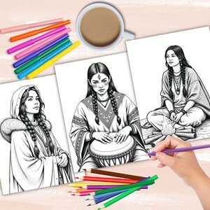 Native American Women Coloring Book, American Indian Coloring Book ...