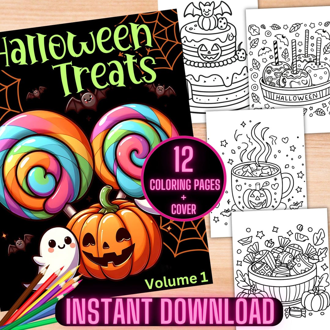 Halloween Treats Coloring Book, Halloween Food Bold Coloring Pages for ...