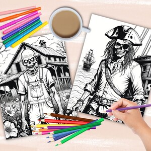 Zombies Coloring Book, Zombie Halloween Coloring Pages, Digital ...