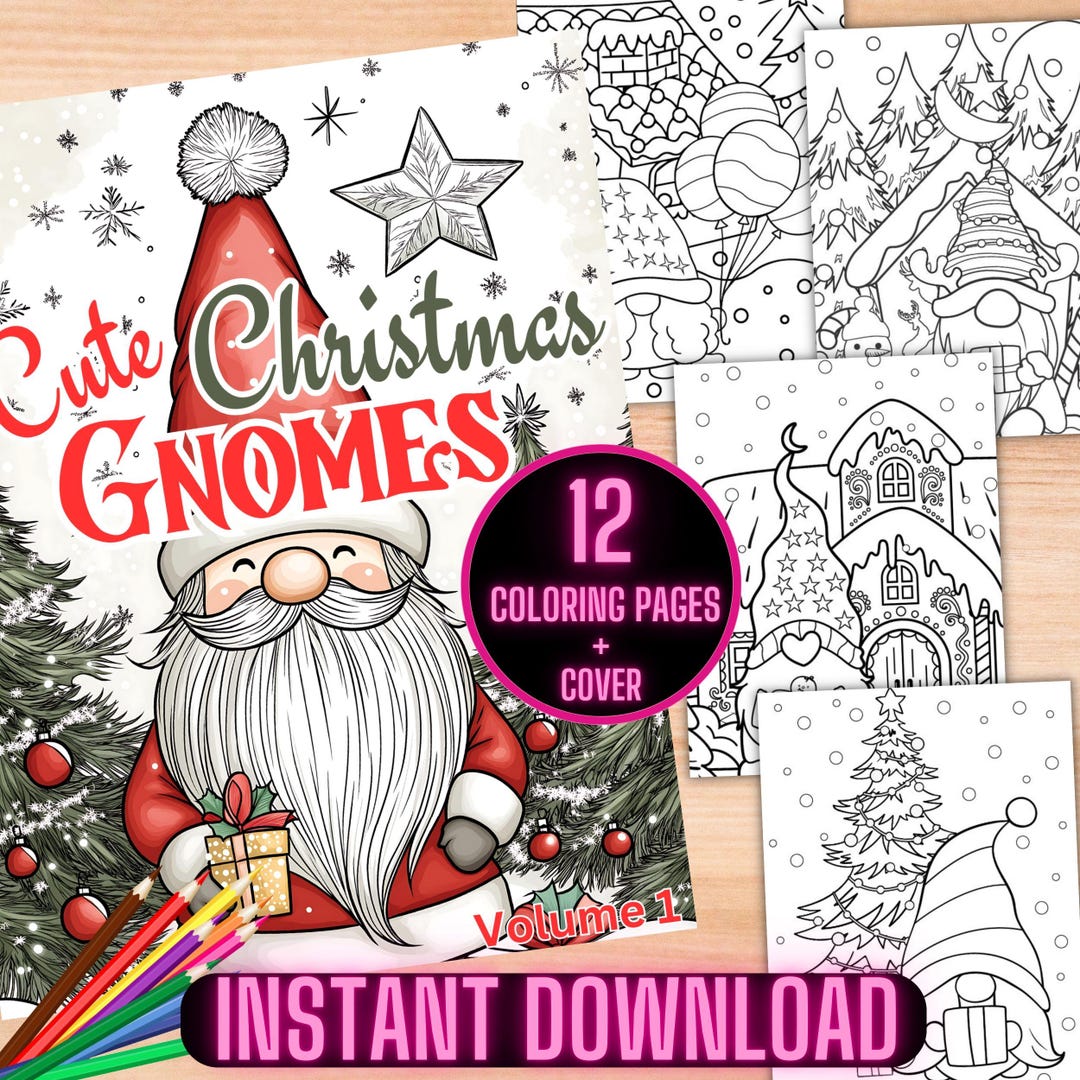 Cute Christmas Gnome Coloring Pages, Easy Gnomes Christmas Coloring ...