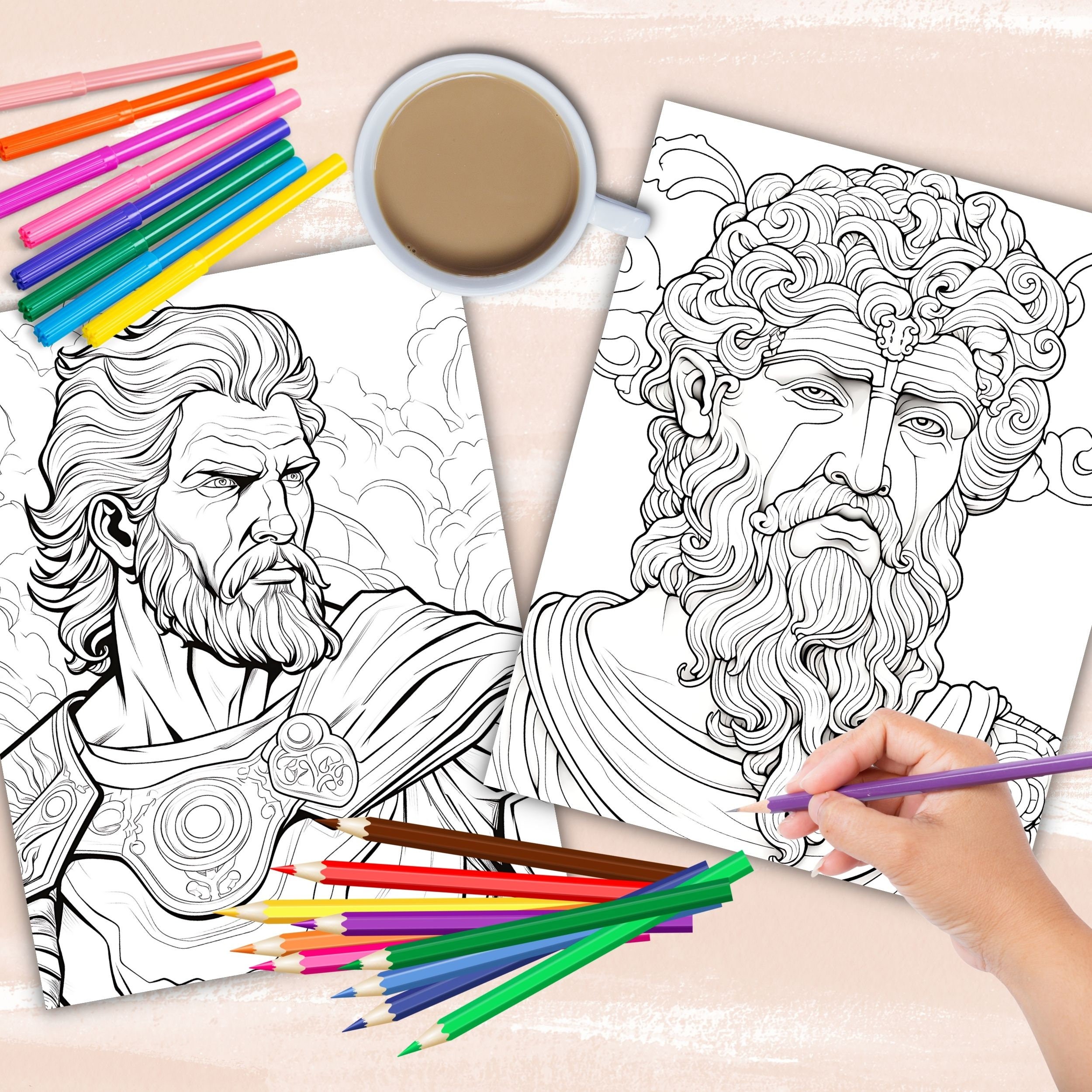 Greek Mythology Coloring Pages, Greek God Coloring Book, Printable ...