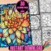 Stained Glass Flowers Coloring Book, Floral Coloring Sheets, Botanical ...