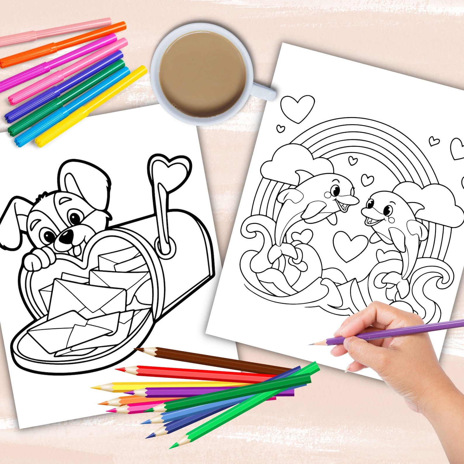 Valentines Day Coloring Book, Bold Easy Valentine Coloring Pages for ...