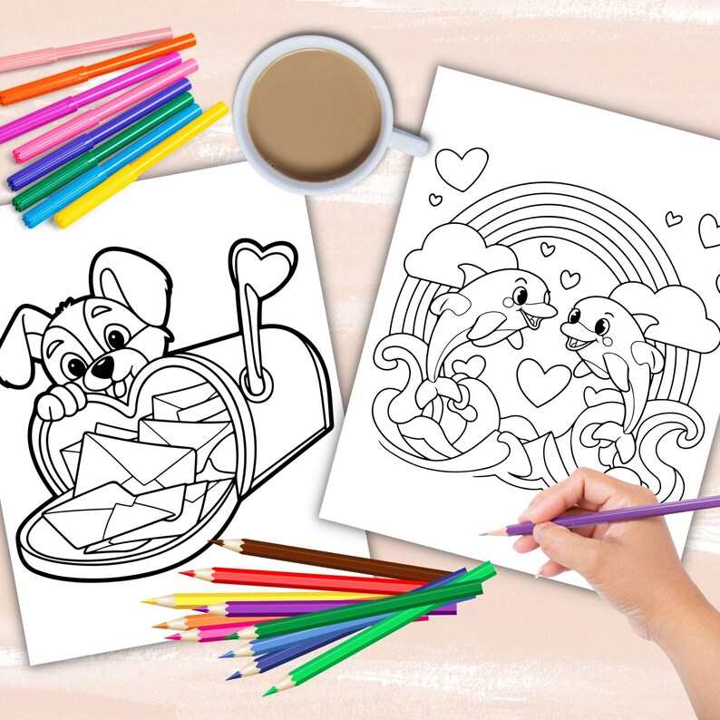 Valentines Day Coloring Book, Bold Easy Valentine Coloring Pages for ...