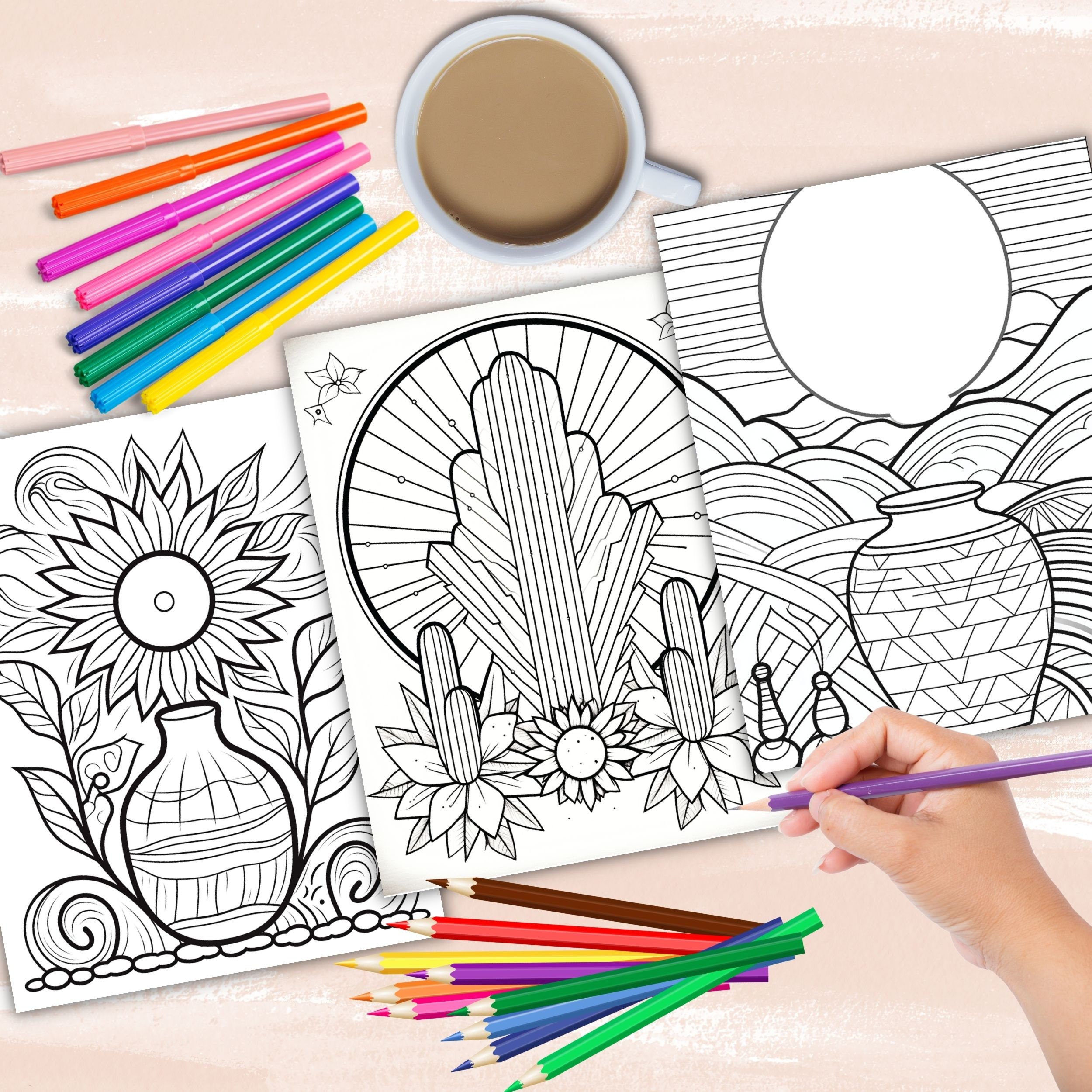 Minimalist Boho Coloring Pages, Bohemian Minimalist Coloring Sheets ...
