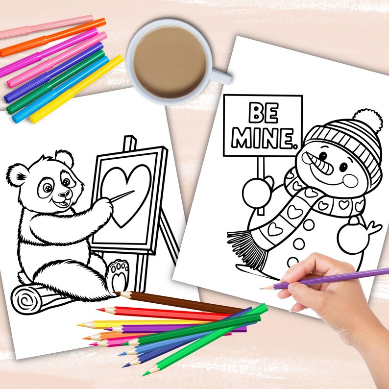 Valentines Day Coloring Book, Bold Easy Valentine Coloring Pages for ...