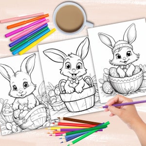 Cute Easter Coloring Pages, Easter Bunny Coloring Book, Cute Easter ...
