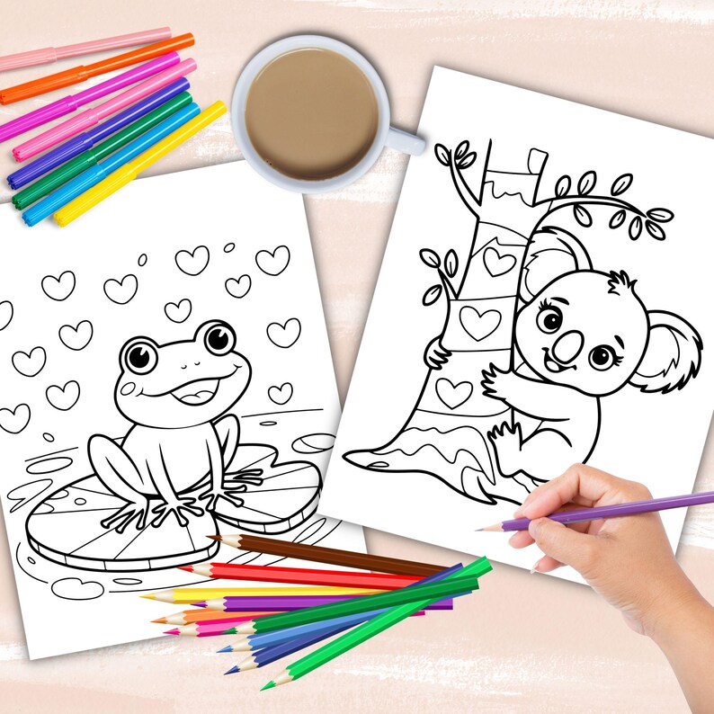 Valentines Day Coloring Book, Bold Easy Valentine Coloring Pages for ...