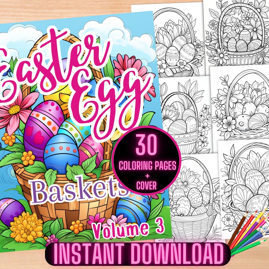 Easter Egg Baskets Coloring Pages, Easter Flowers Coloring Pages ...