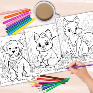 Cute Autumn Critters Coloring Book, Animal Coloring Pages, Fall ...