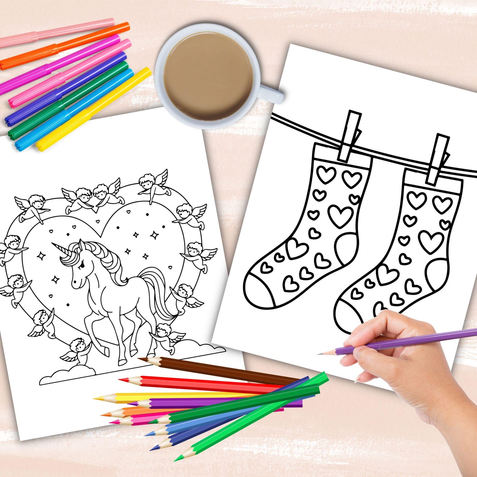 Valentines Day Coloring Book, Bold Easy Valentine Coloring Pages for ...