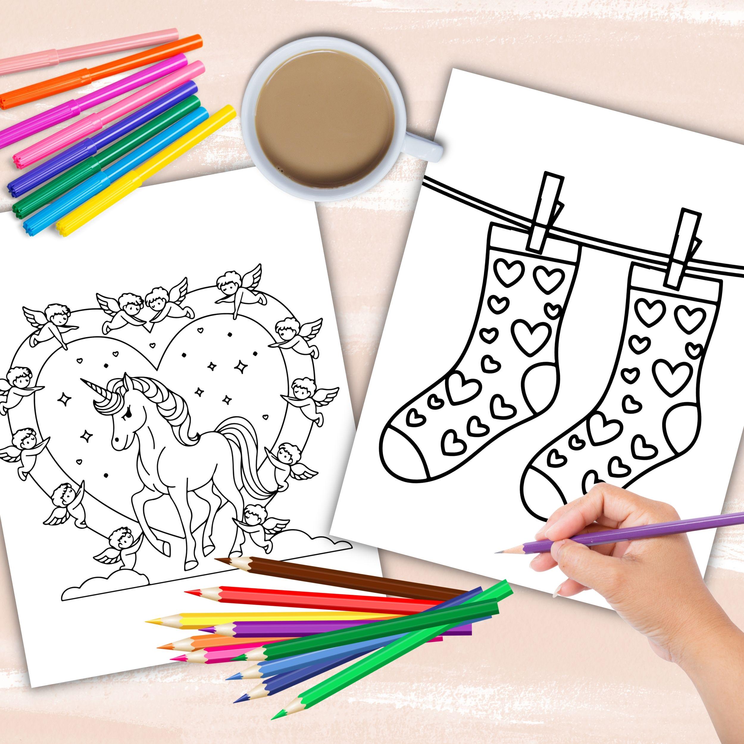 Valentines Day Coloring Book, Bold Easy Valentine Coloring Pages for ...