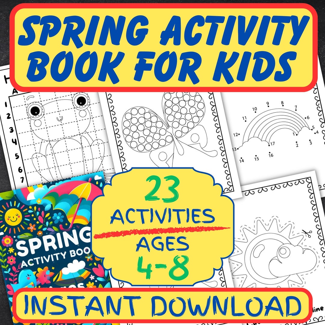 Spring Activity Book for Kids Ages 4-8, Children's Activity Pages ...