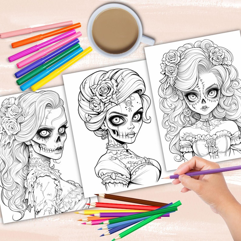Zombie Pin up Girls Coloring Book, Zombie Girls Coloring Pages ...