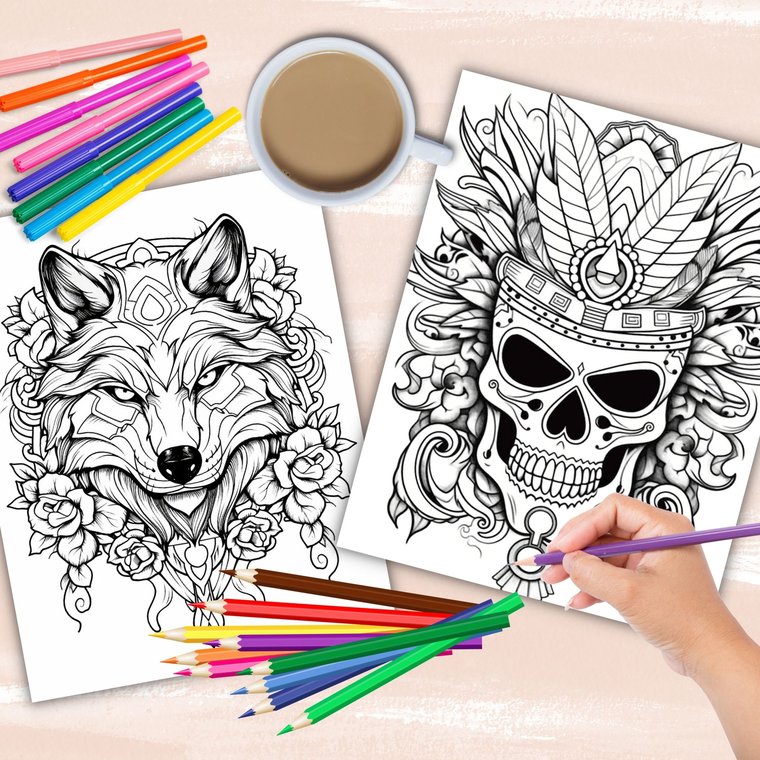 Tattoo Art Coloring Book, Tattoo Illustrations Coloring Pages, Cool ...