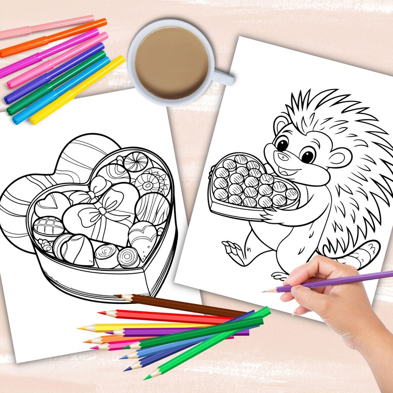Valentines Day Coloring Book, Bold Easy Valentine Coloring Pages for ...
