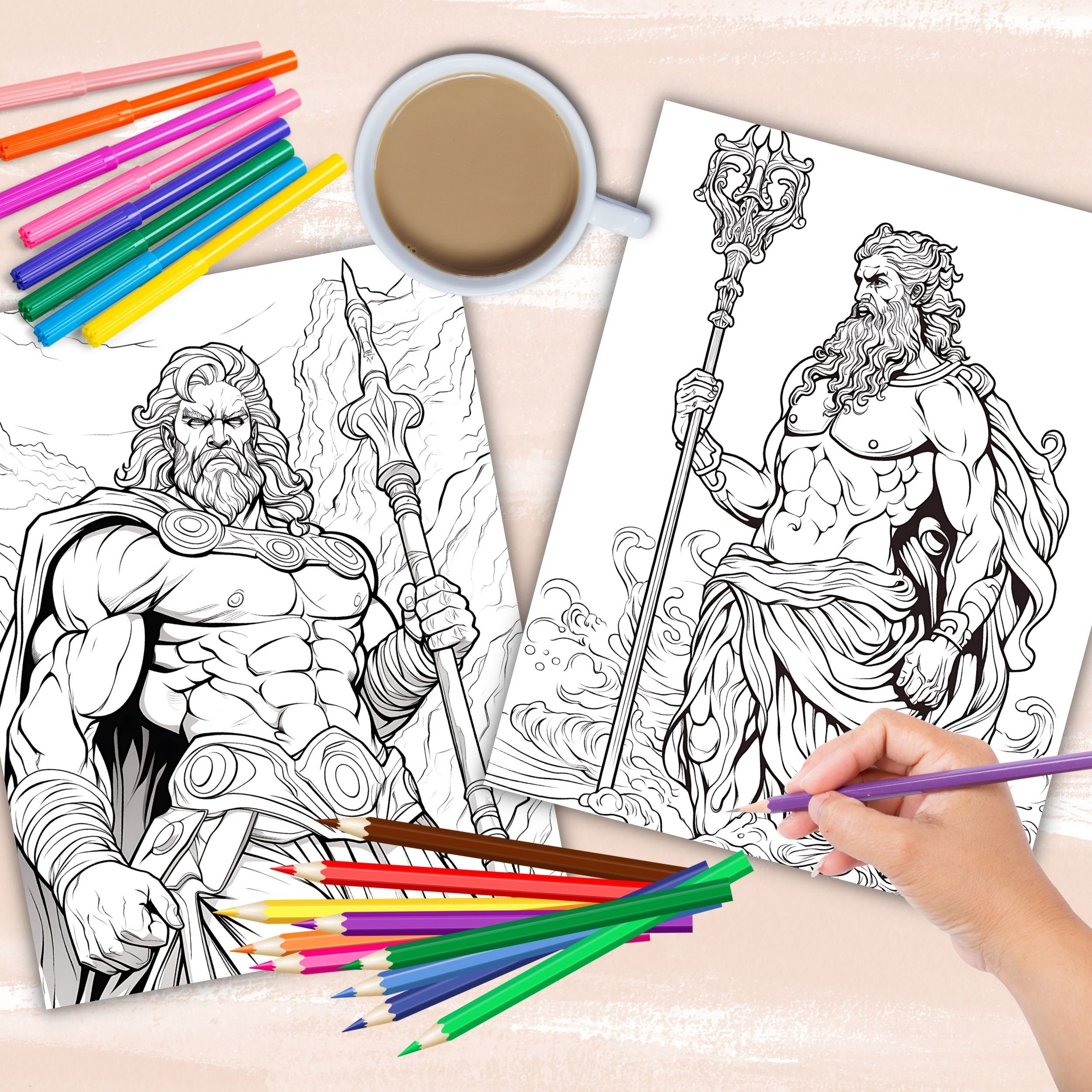 Greek Mythology Coloring Pages, Greek God Coloring Book, Printable ...