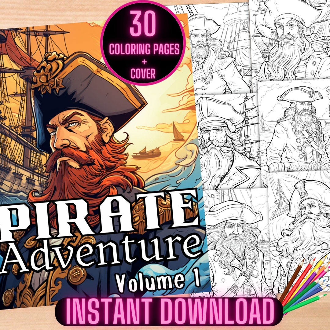 Pirate Adventure Coloring Book, Pirates Coloring Pages, Bearded Pirates ...