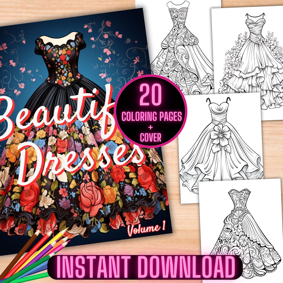 Beautiful Dresses Coloring Book, Beautiful Gowns Coloring Pages ...