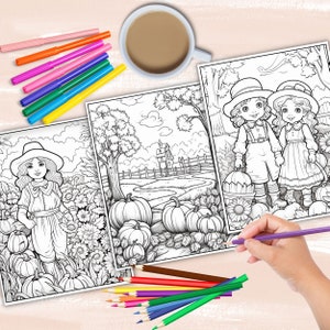 Fall Coloring Book, Autumn Charm Coloring Book, Thanksgiving Coloring ...